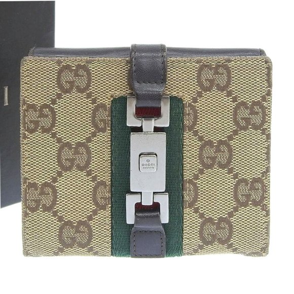 Gucci | Bags | Gucci Jackie Gg Canvas Pattern Sherry Line Folio Wallet ...